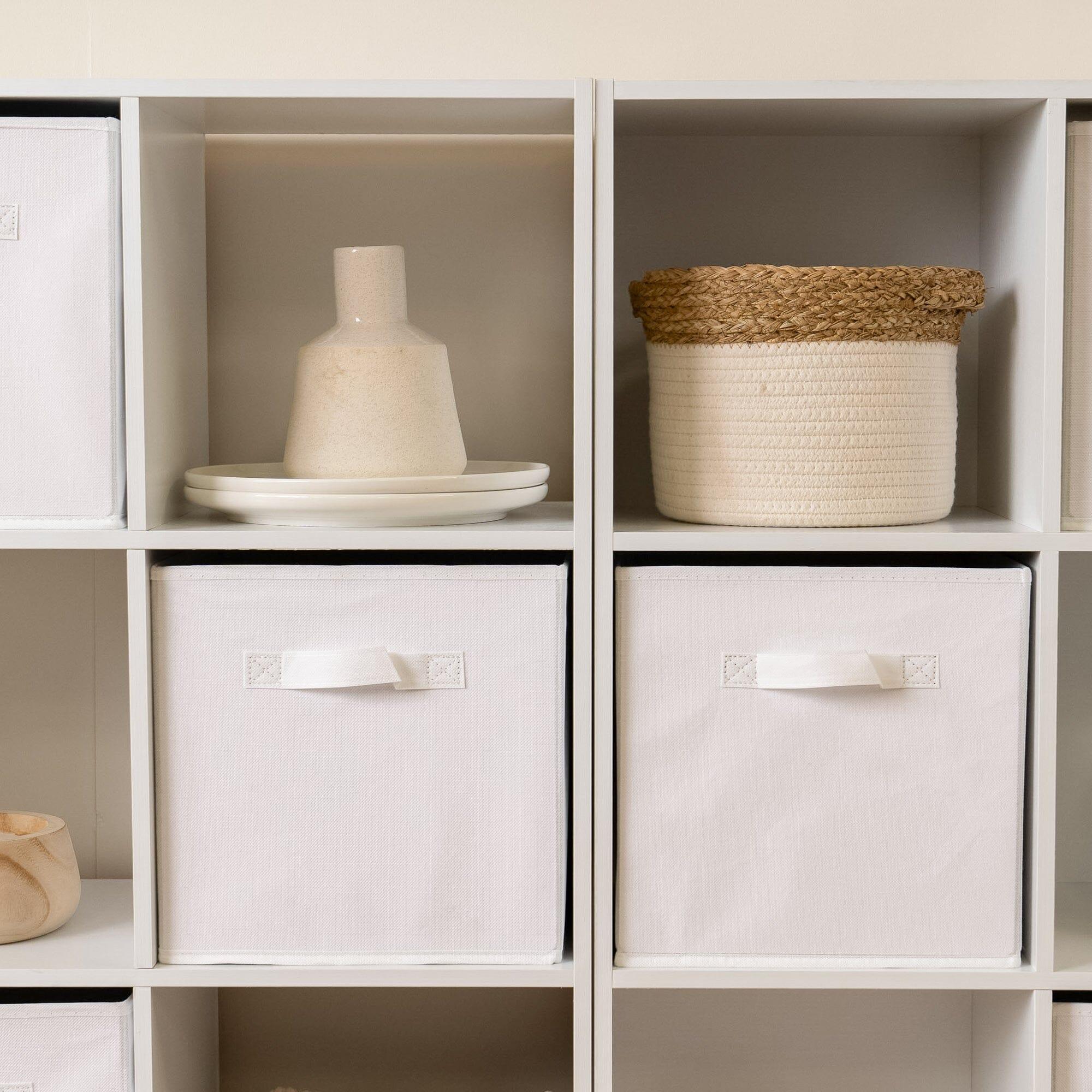 16 Cube Storage Unit - Chalk White - Two 8x2 Units - White Basket ...