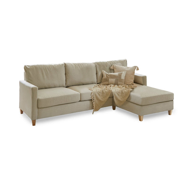 Ava Right Chaise Corner Sofa - Sand with Pale Oak Legs - Laura James – Laura James Ireland