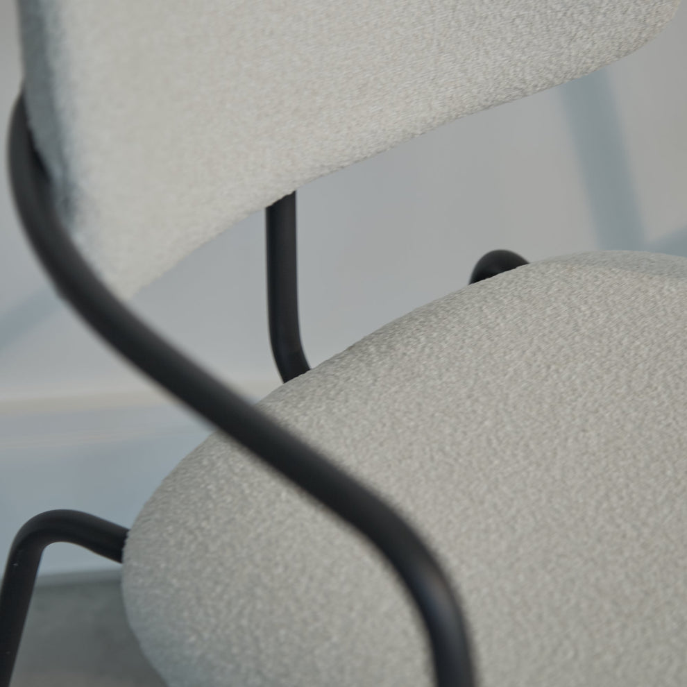 Luca Light Beige Boucle Dining Chairs - Set of 2 - Black Legs – Laura ...