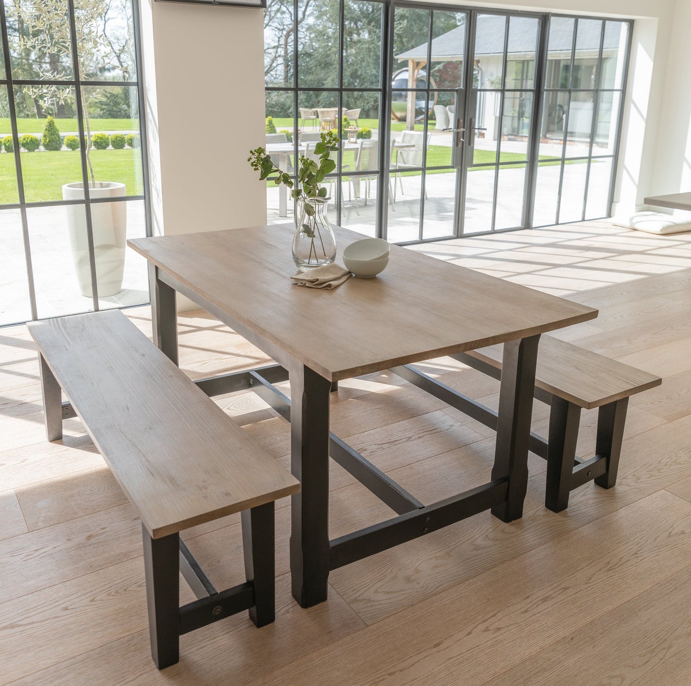 Matilda Wooden Dining Table and Benches Set - Black - Laura James – Laura James Ireland