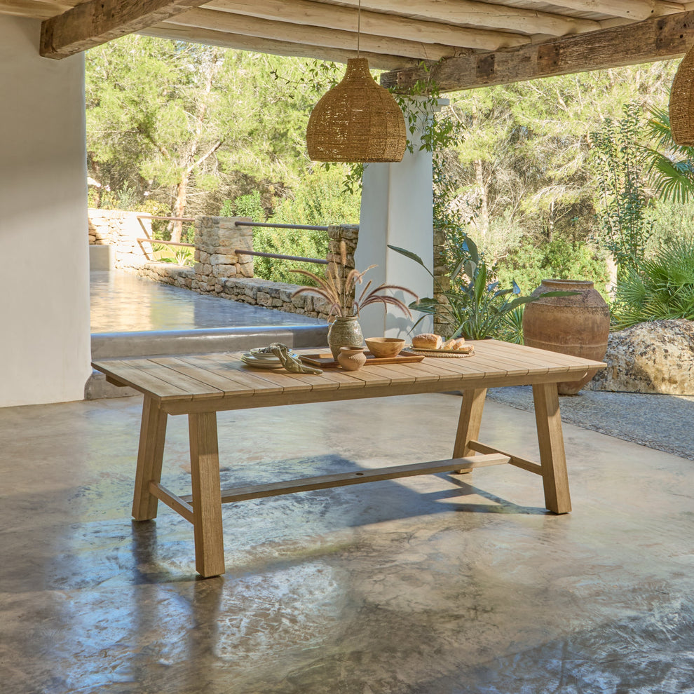 Shiro 8 Seater Wooden Garden Dining Table - Brushed Light Acacia ...