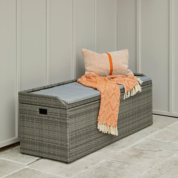 Rattan Natural Brown Polywood Storage Bench - Laura James – Laura James ...