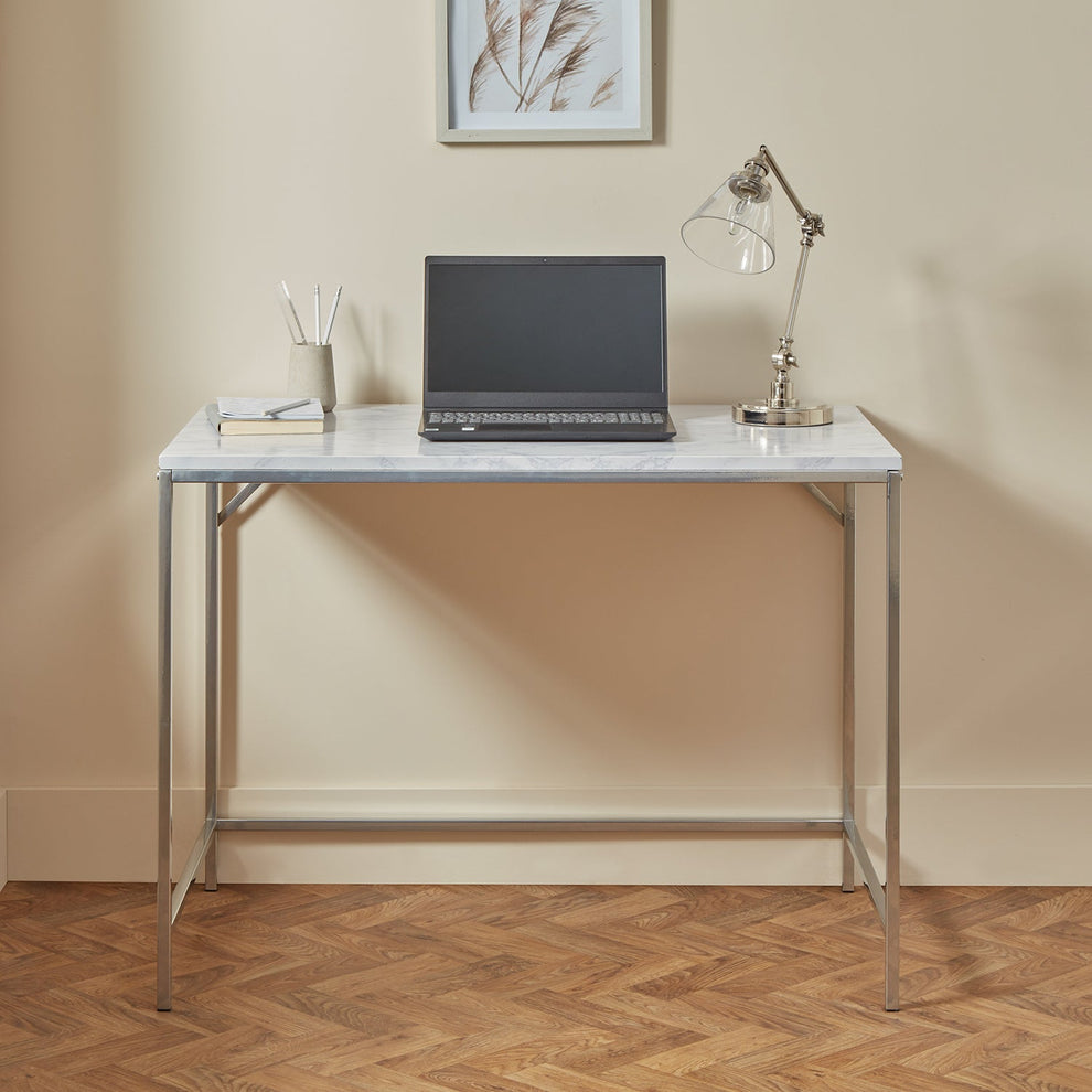 Jay Marble Effect Desk - Chrome – Laura James Ireland