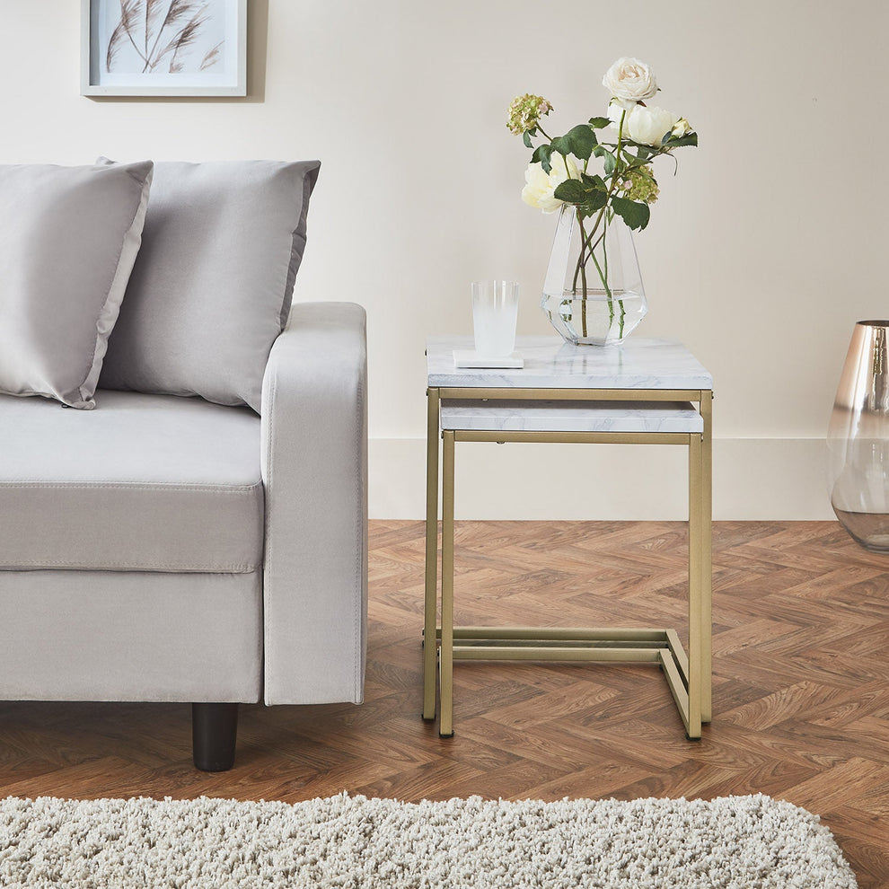 Jay Marble Effect Nest of Tables - Gold Frame – Laura James Ireland